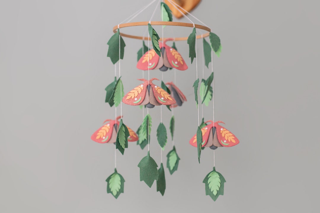Butterfly Mobile for Girl Nursery Lunar Moth Mobile for Crib Woodland ...