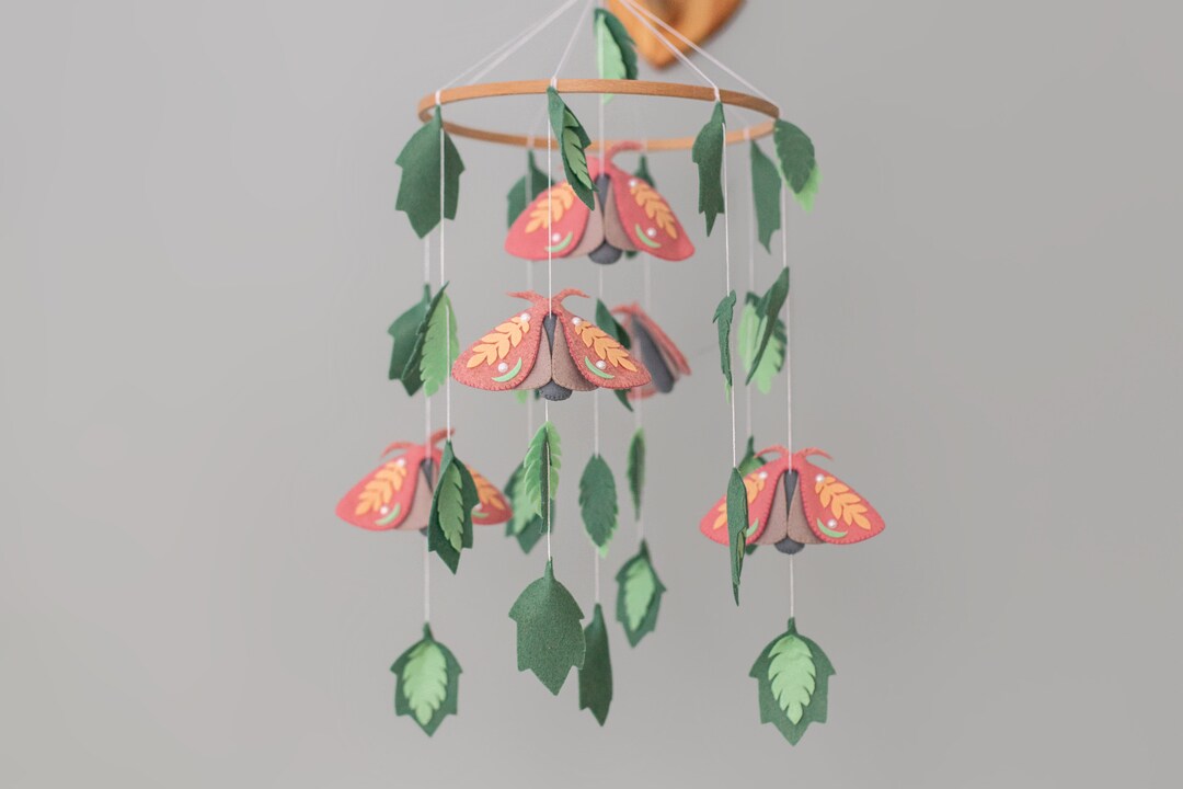 Butterfly Mobile Lunar Moth Mobile for Crib Woodland Baby Nursery ...
