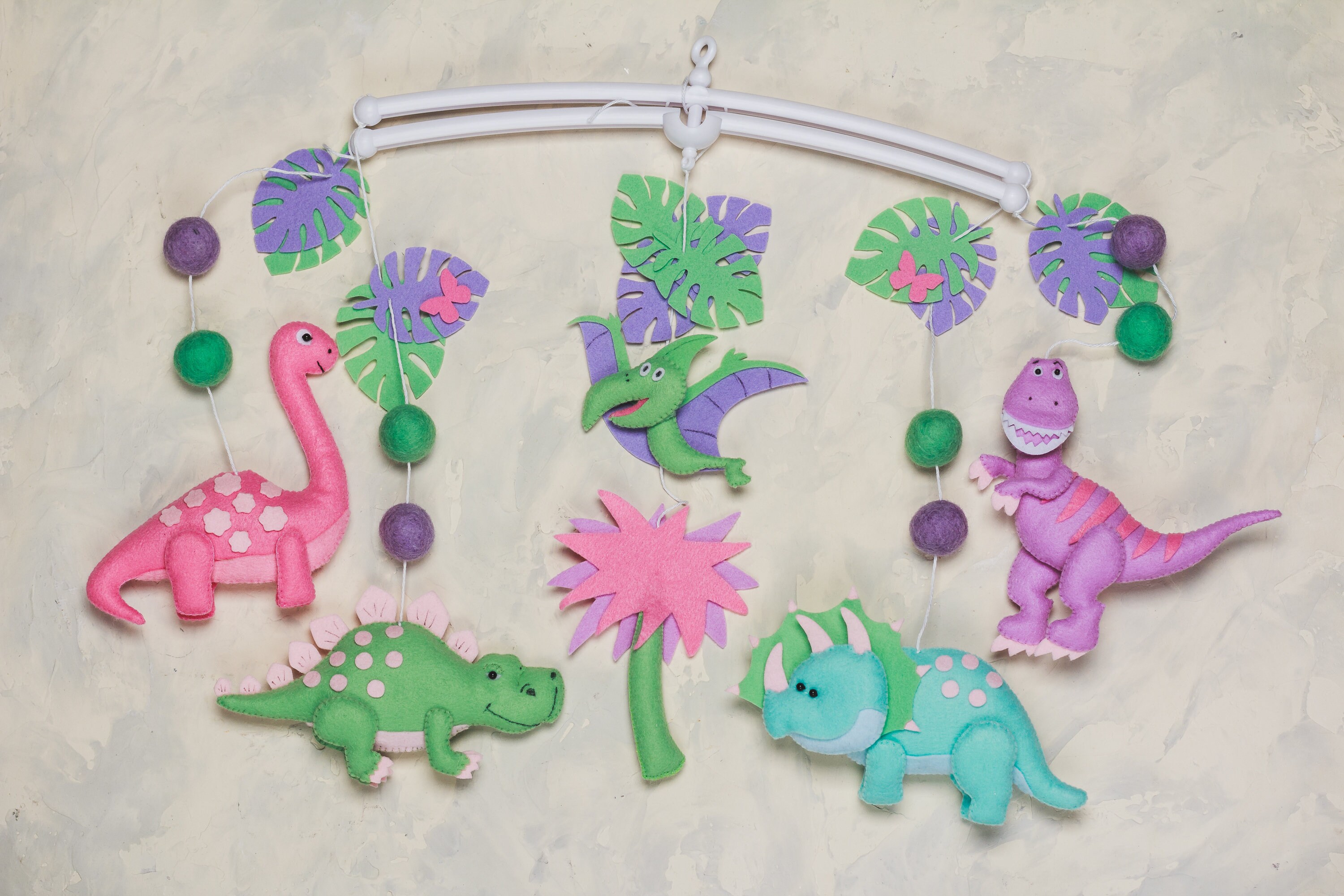 Dinosaur mobile for nursery decor Hanging felt animals mobile | Etsy