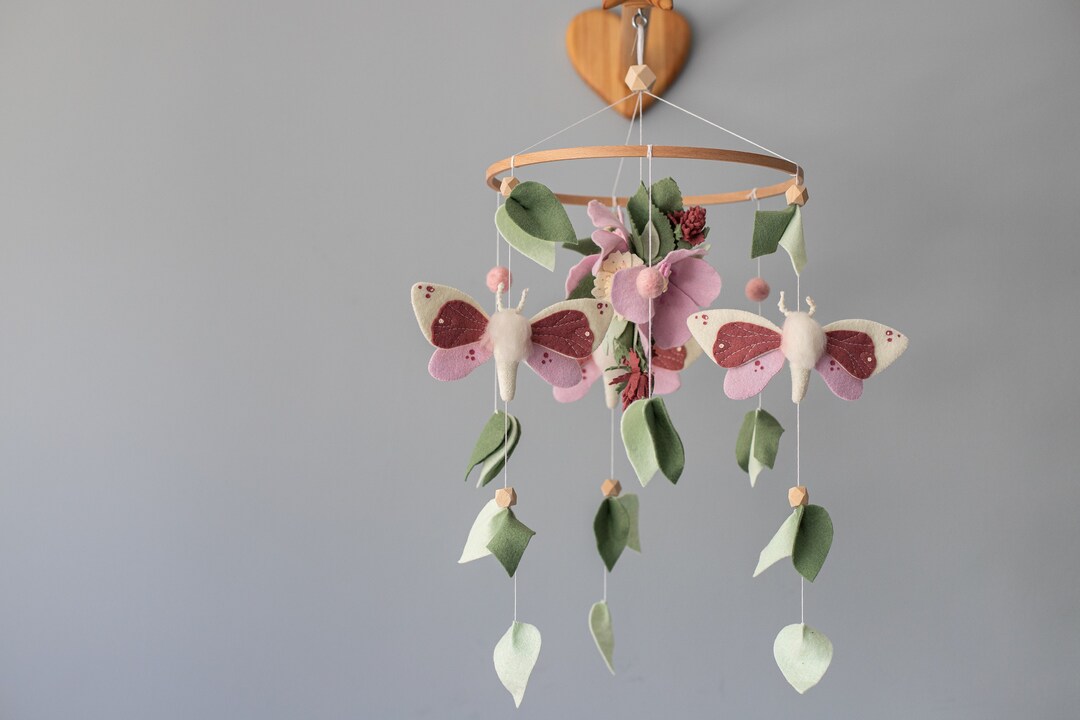 Butterfly Mobile Lunar Moth Mobile for Crib Woodland Baby Nursery ...