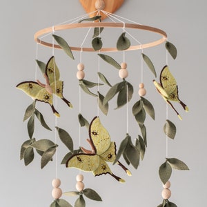 Lunar Moth Baby Mobile: Felt Woodland Nursery Decor - Etsy