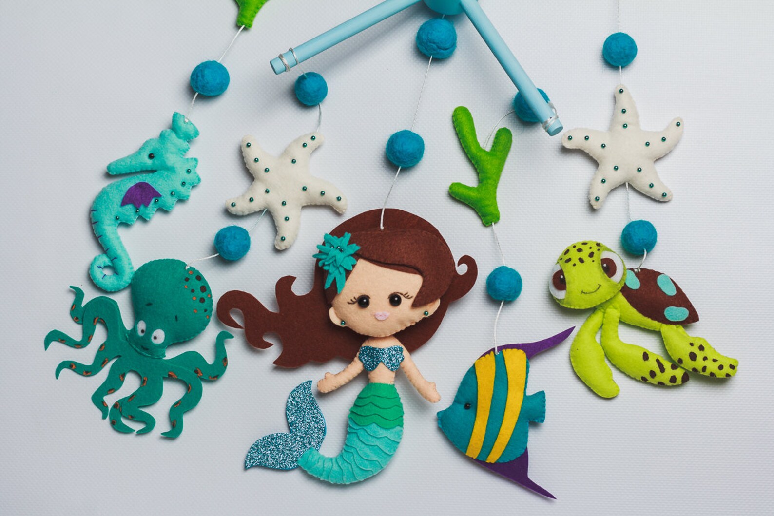 Mermaid Baby Mobile Under the Sea Nursery Decor Ocean Sea - Etsy