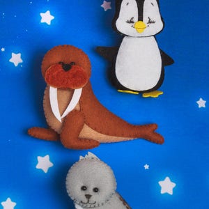 Felt Arctic Animals Polar Ocean Narwhal Orca Beluga Whale Walrus Seal ...