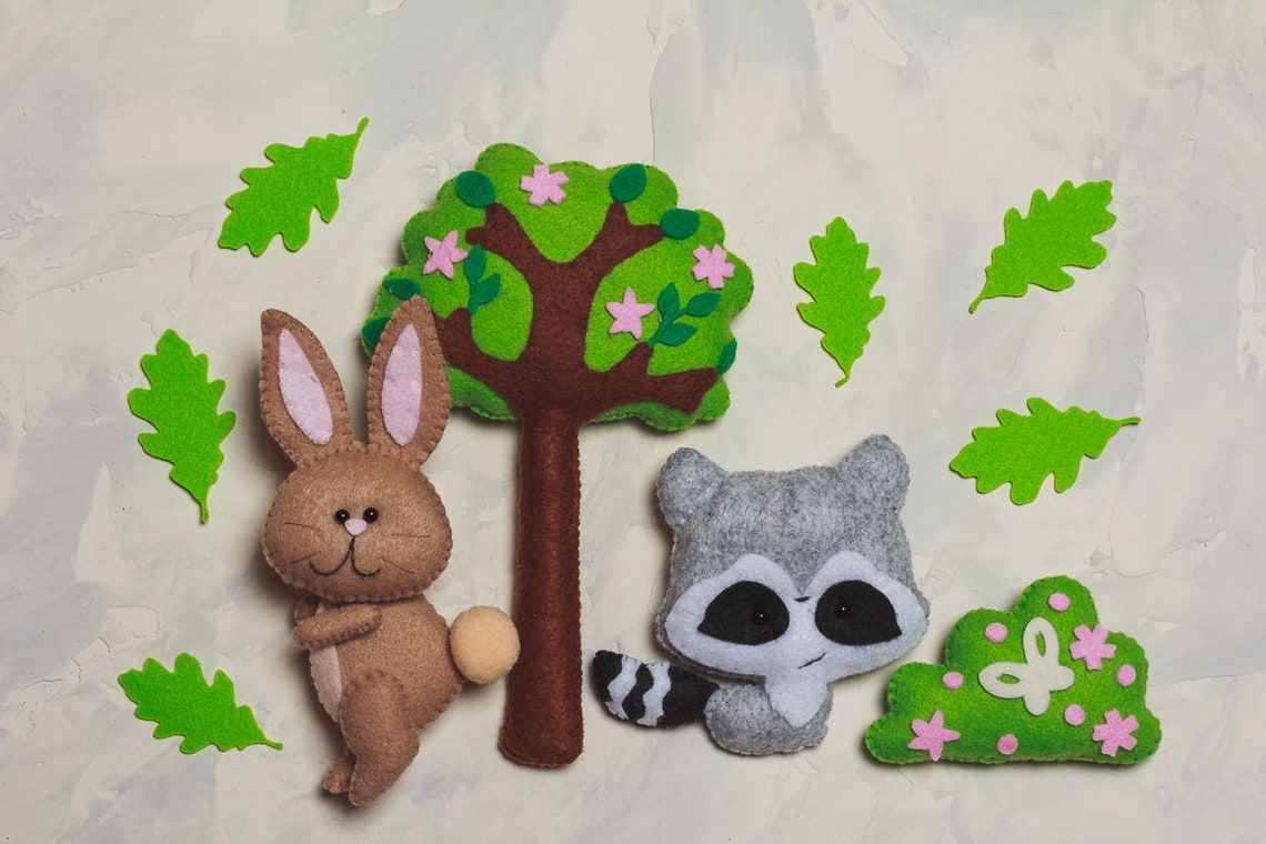 Felt animals ornaments Bear Owl deer Kids felt toys Forest | Etsy