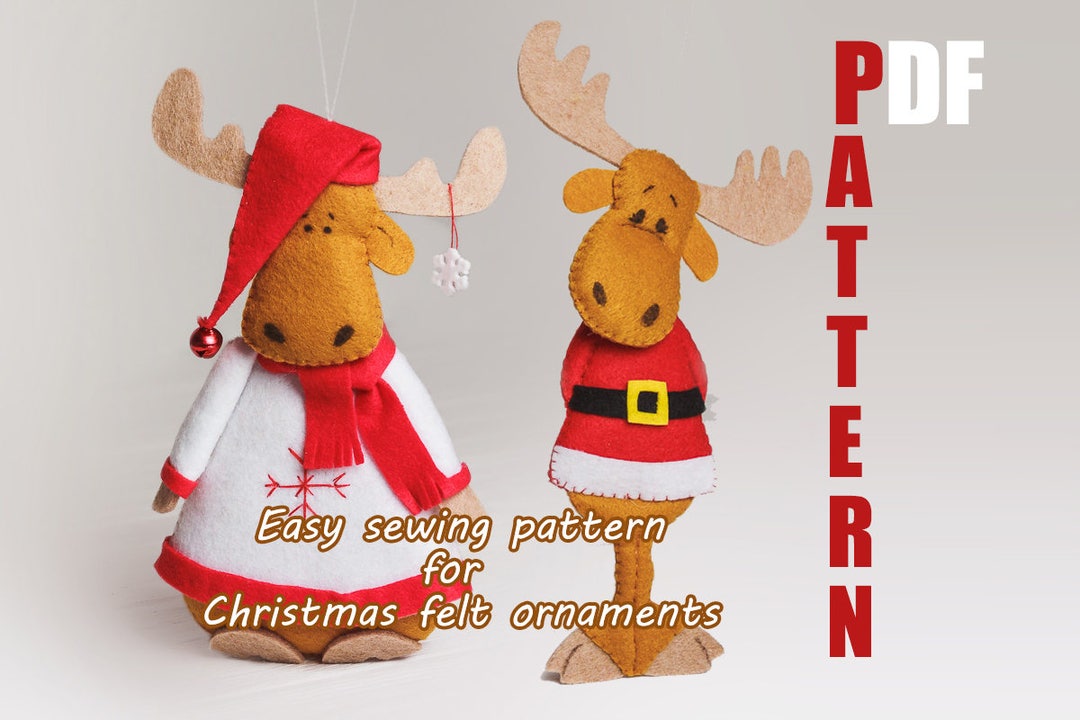 PDF Reindeer Pattern Stuffed Deer Christmas Ornament Easy Sewing ...