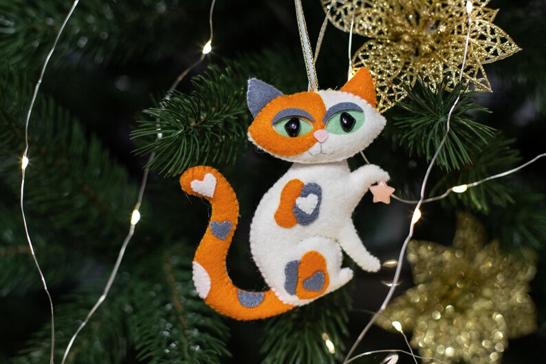 Custom Felt Cat Christmas Ornament: Personalized Pet Memorial Gift - Etsy