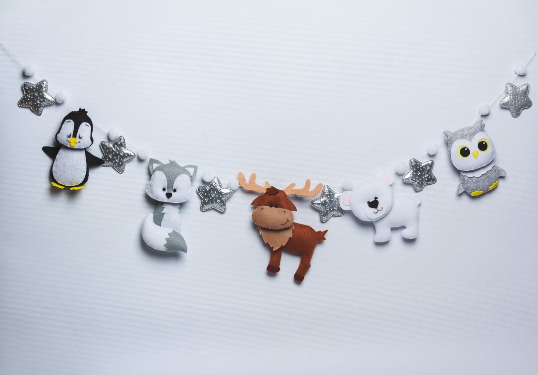 Felt Arctic Animal Garland: Nursery Crib Mobile, Baby Shower Decor - Etsy