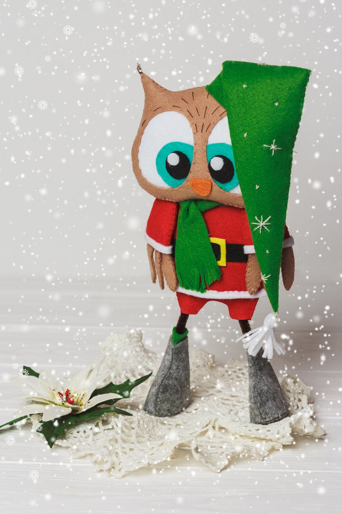 Felt Santa owl doll toy Christmas owl ornament Personalized | Etsy