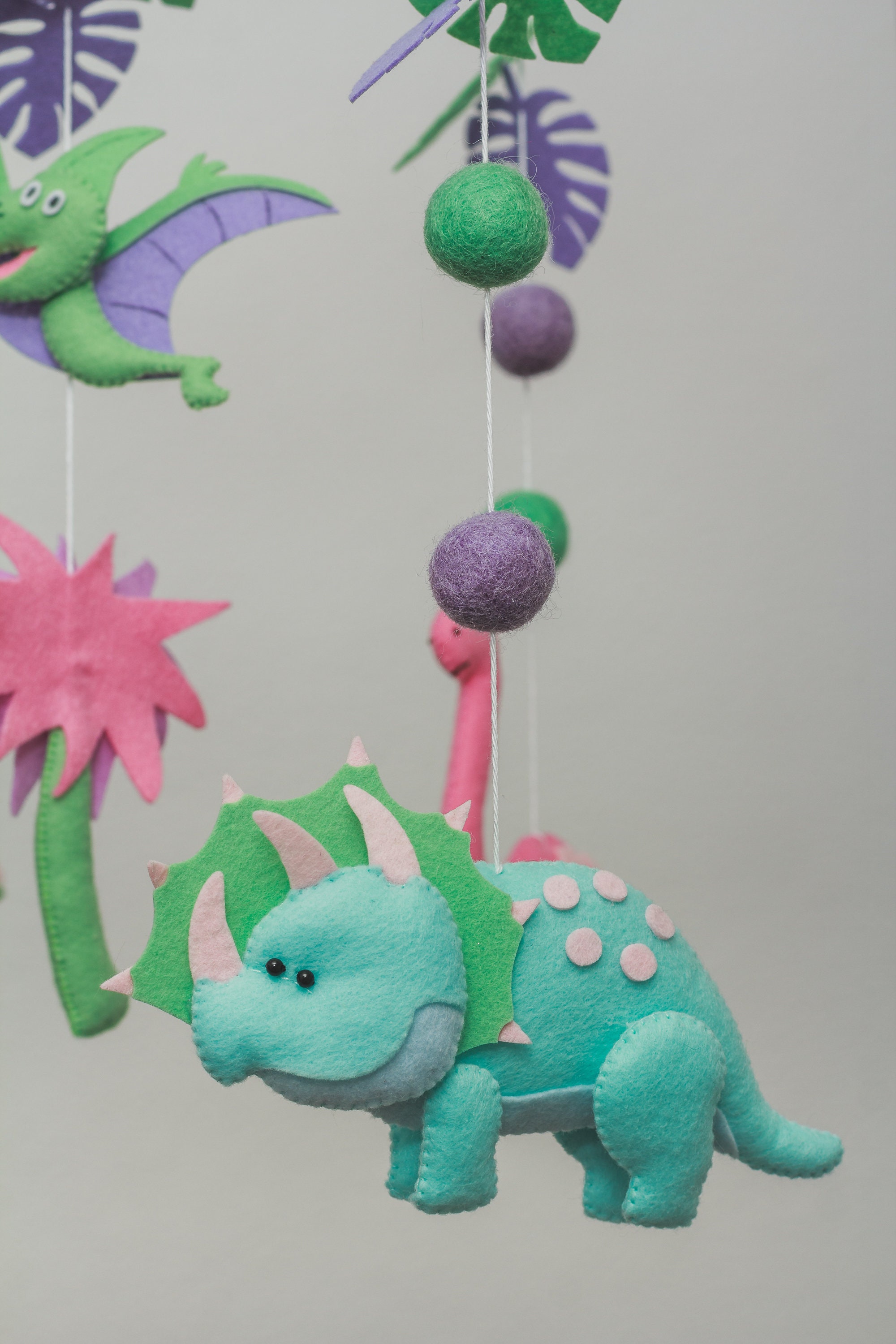 Dinosaur mobile for nursery decor Hanging felt animals mobile | Etsy