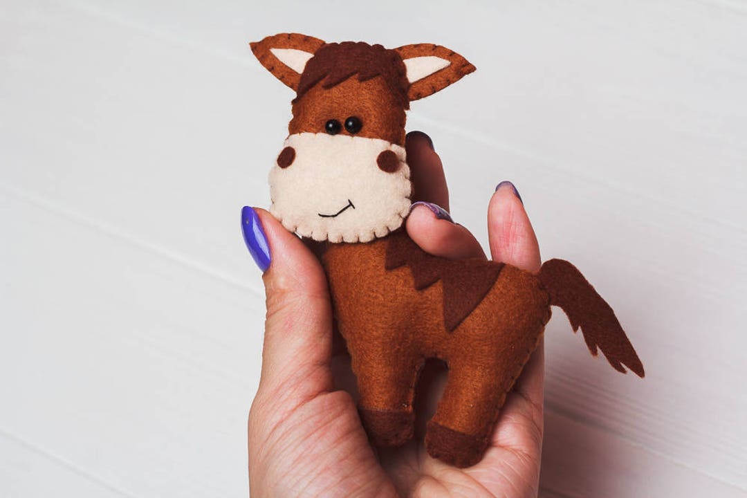 Farm Animals Felt Natural Stuffed Animals Horse Toy Xmas Ornaments ...
