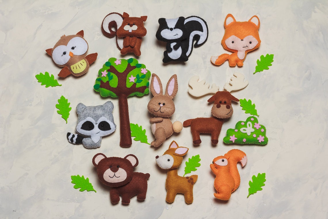 Felt animals ornaments Bear Owl deer Kids felt toys Forest | Etsy