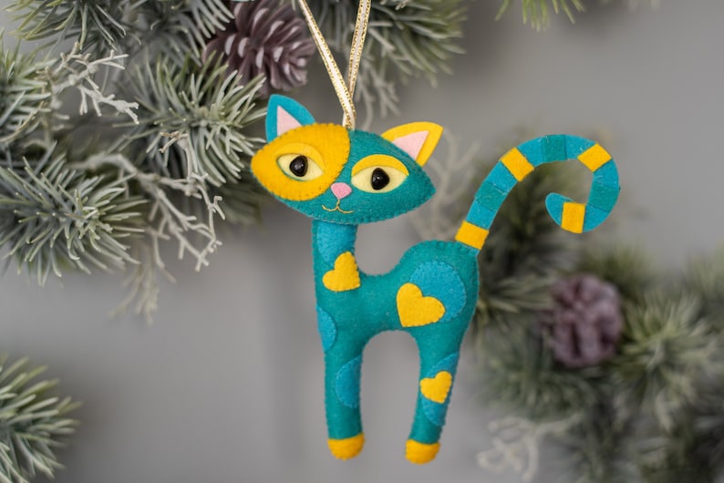 Custom Felt Cat Christmas Ornament: Personalized Pet Memorial Gift - Etsy