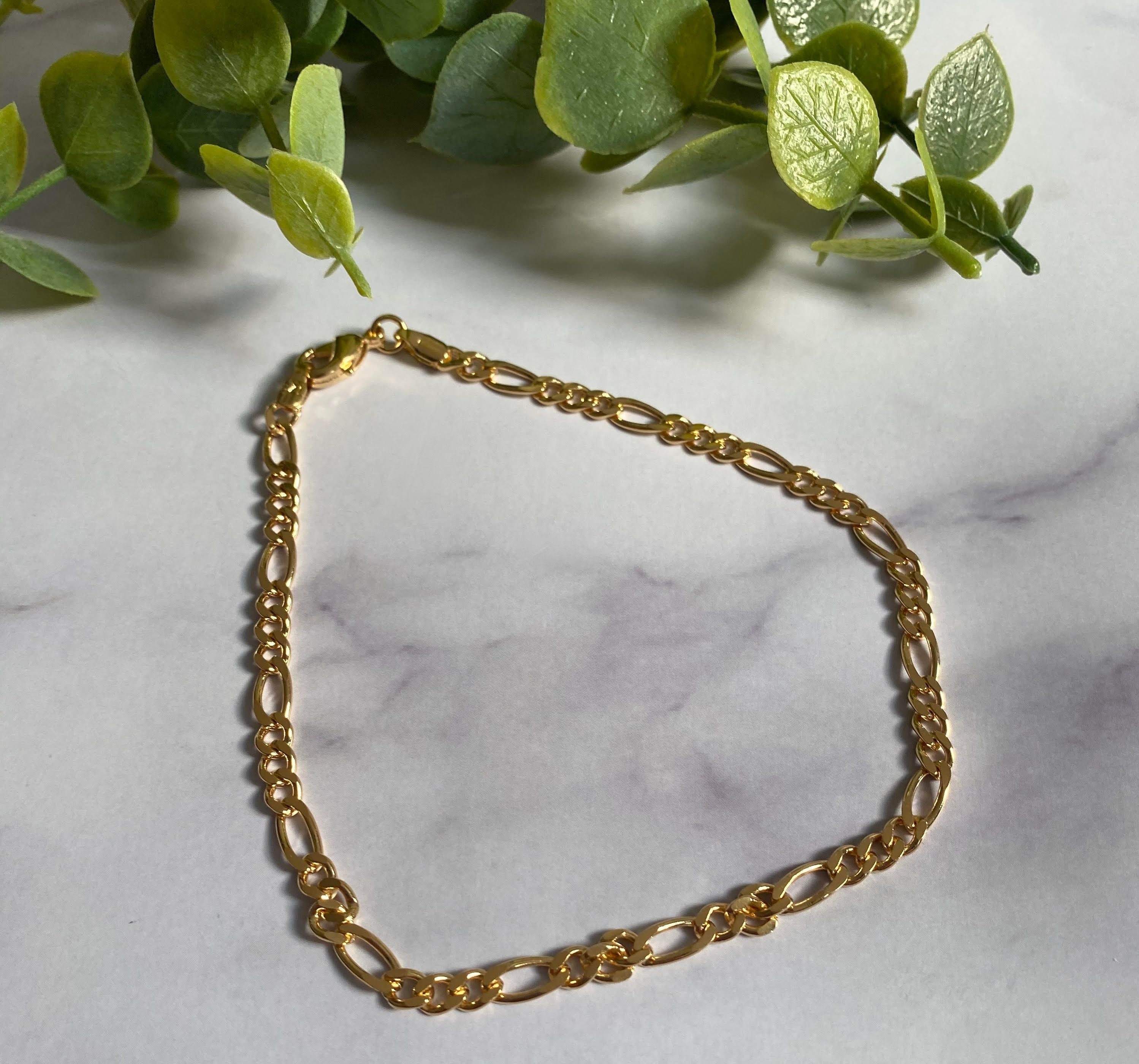 Figaro Anklet/ 18K Gold Filled Chain Anklet/ Gold Figaro - Etsy