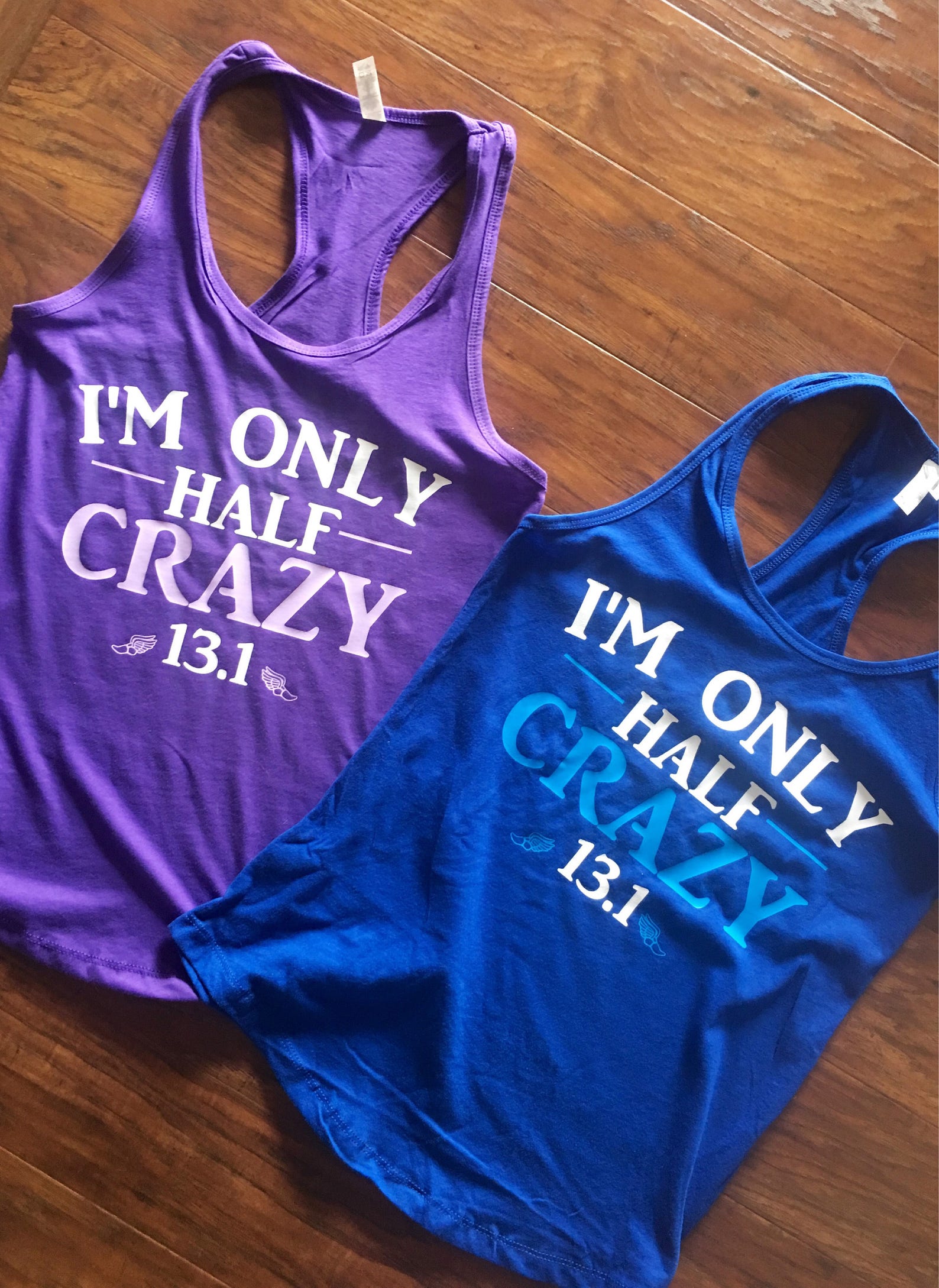 Half Marathon Tanks | Racerback Tanks "i'm Only Half Crazy" 13.1 in ...