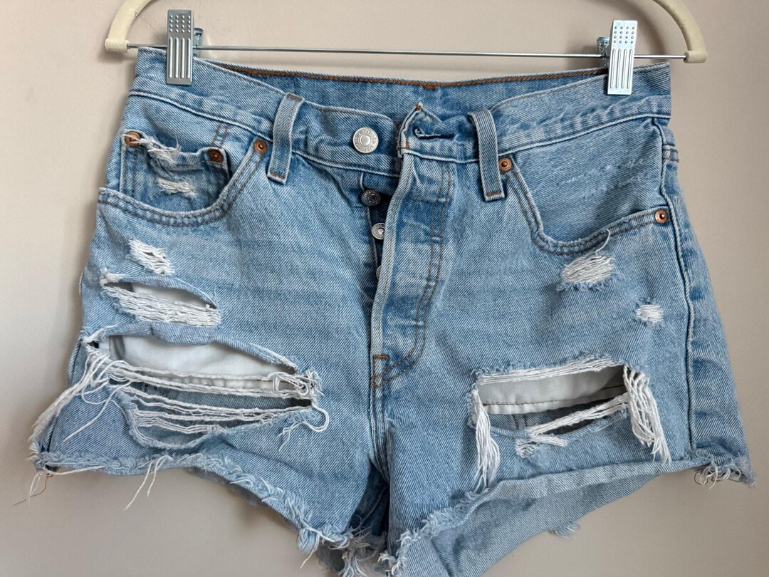 Levi’s 501 Micro Mini Distressed Cutoff Shorts Button Fly Denim W27 - Etsy