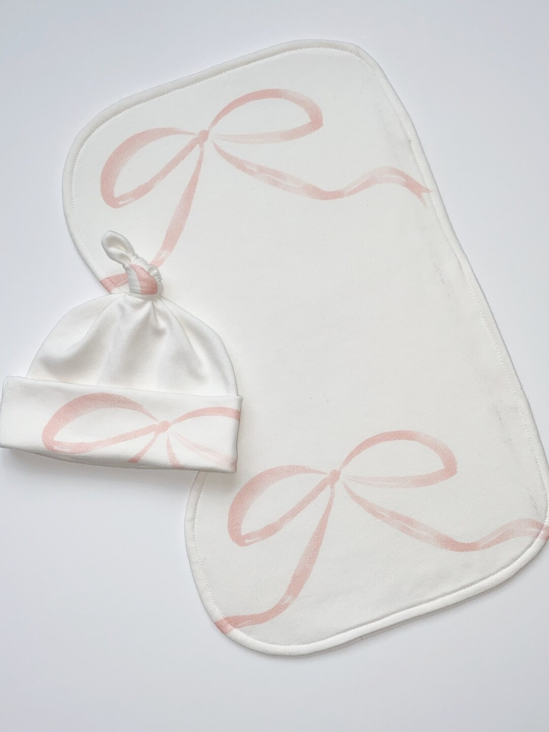 Pink Bows Newborn Swaddle Set, Baby Girl Bedding , Pink Bows Baby ...