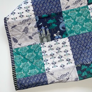 Knights and Dragons Baby Quilt, Castles and Dragons Crib Quilt, Baby ...