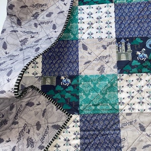 Knights and Dragons Baby Quilt, Castles and Dragons Crib Quilt, Baby ...