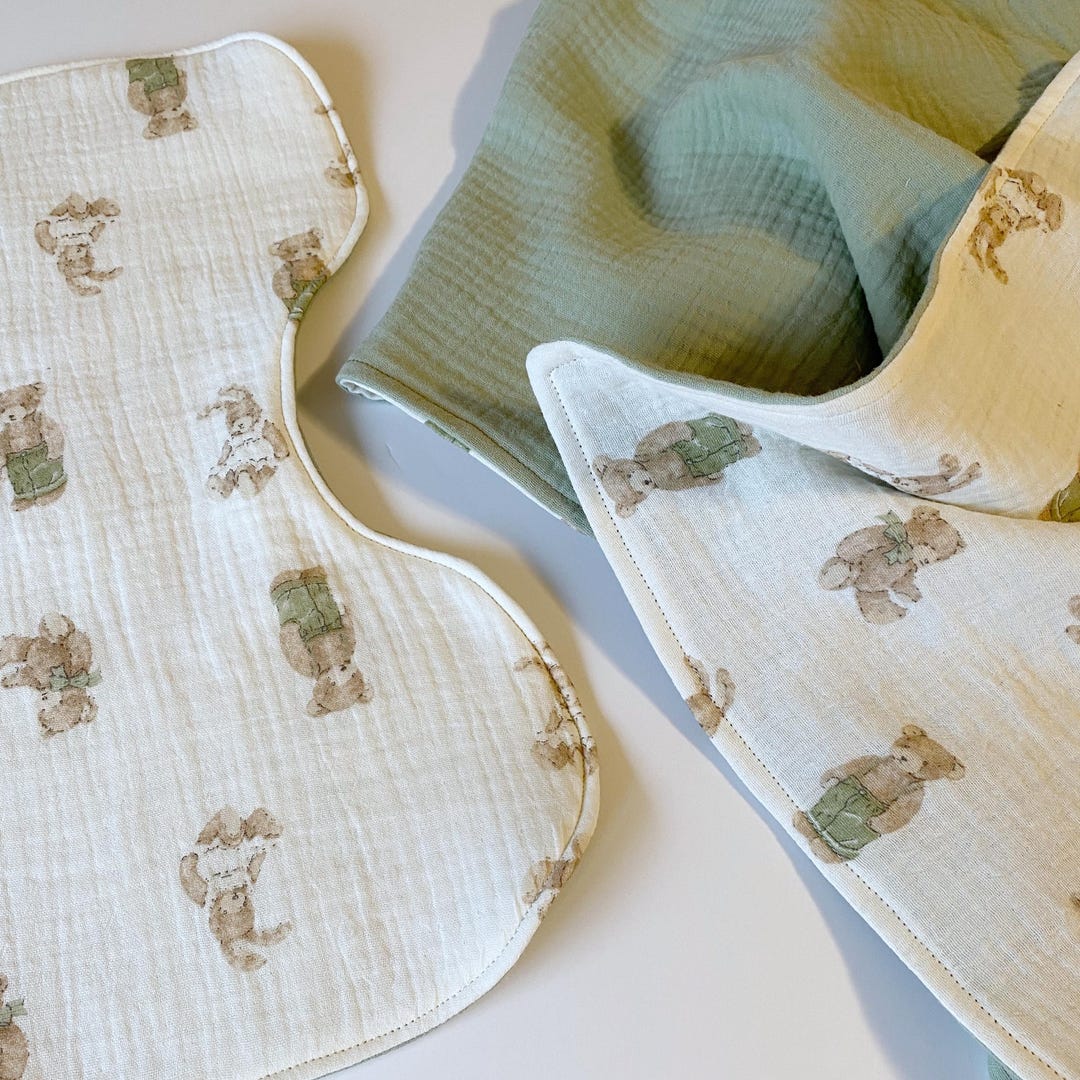 Teddy Bear Muslin Swaddle Set, Neutral Teddy Bear Baby Blanket, Gauze ...