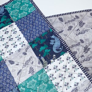 Knights and Dragons Baby Quilt, Castles and Dragons Crib Quilt, Baby Boy’s Dragon Quilt, Navy ...