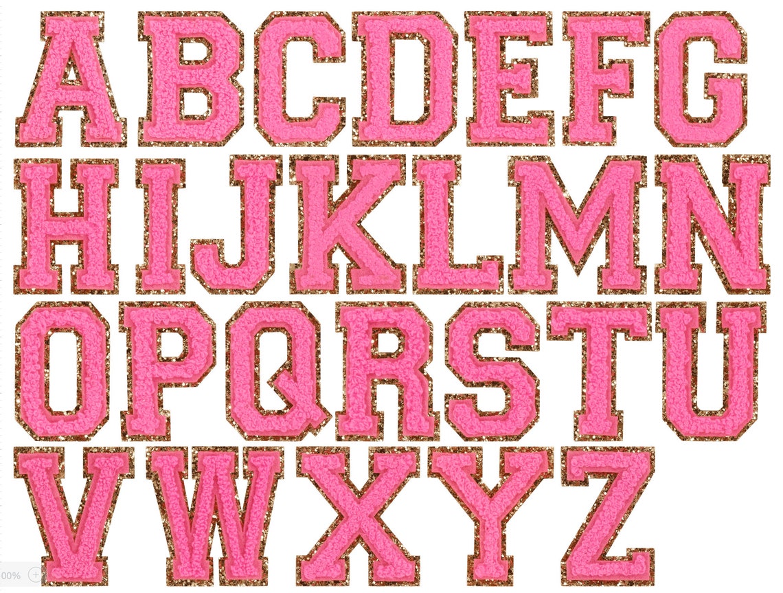Glitter Varsity Chenille Pink Adhesive Letter Stickers Preppy | Etsy