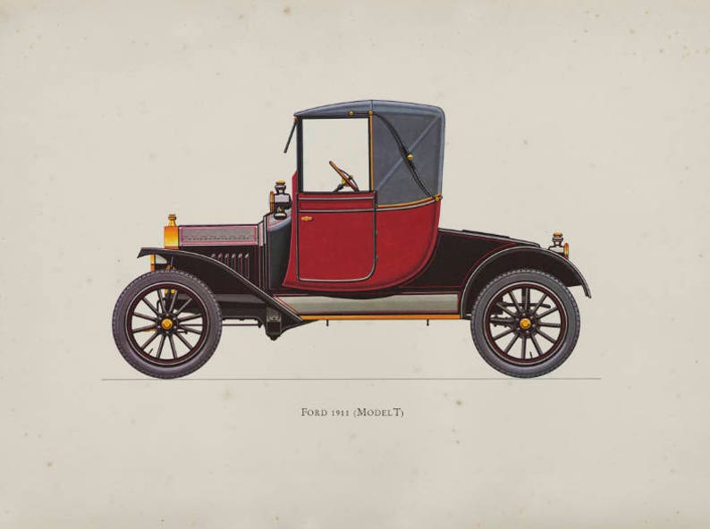 Vintage Ford Model T Antique Car Art Classic Car Vintage - Etsy