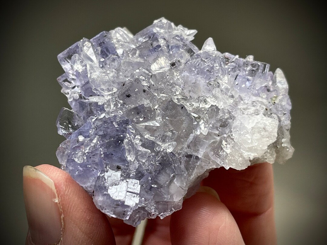 High Grade Gemmy Purple Flourite Cluster With Calcite Crystals From the ...
