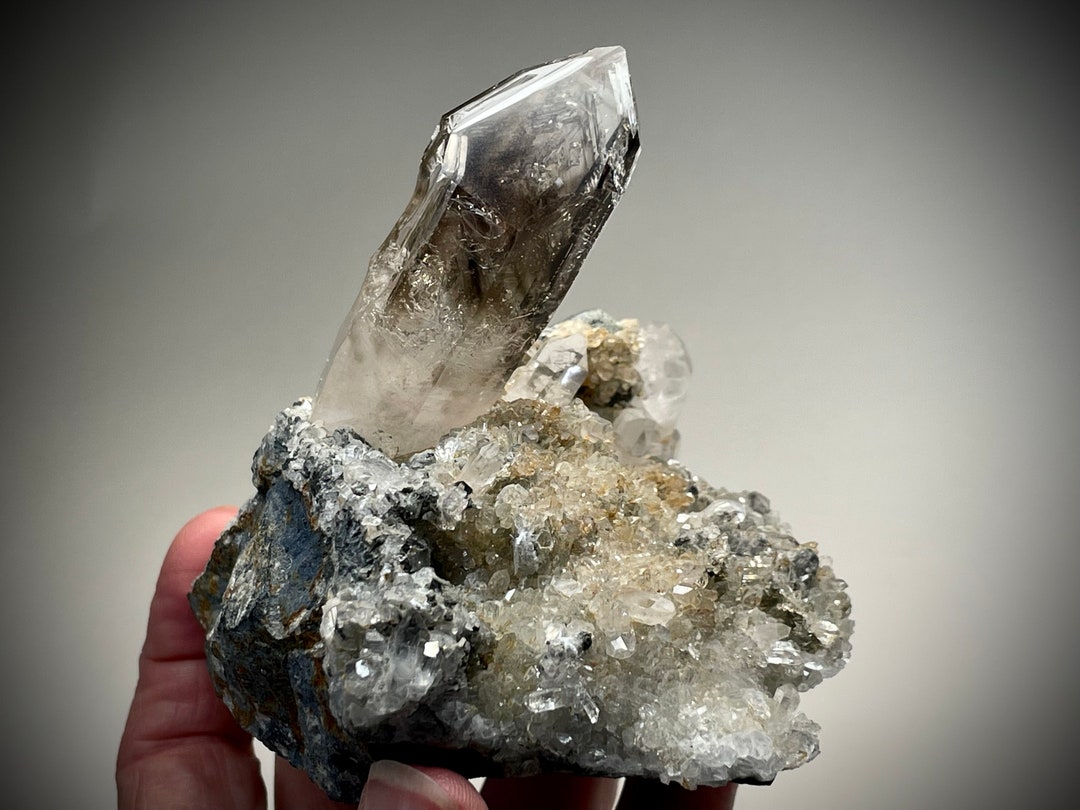 AAA Grade Goboboseb, Brandberg, Enhydro Smoky Quartz Crystal on Matrix ...