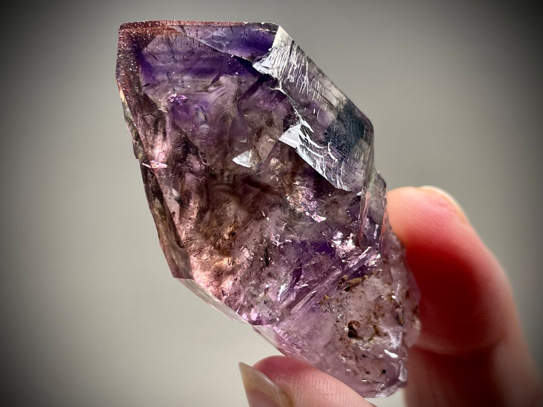 Shangaan Smoky Amethyst Sceptre Crystal With Red Hematite Inclusions ...