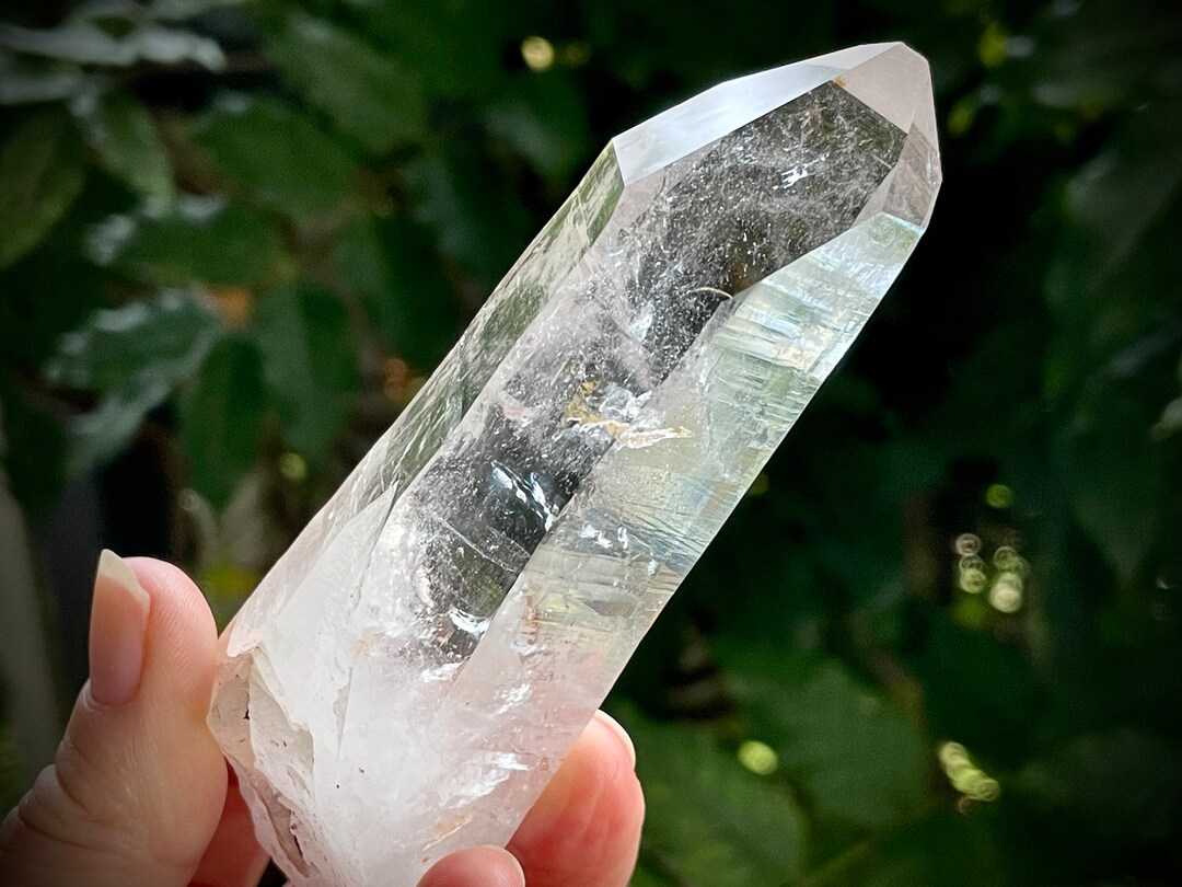 Clear Quartz Crystal Healing Wand With Bright Rainbow, Self Healed ...