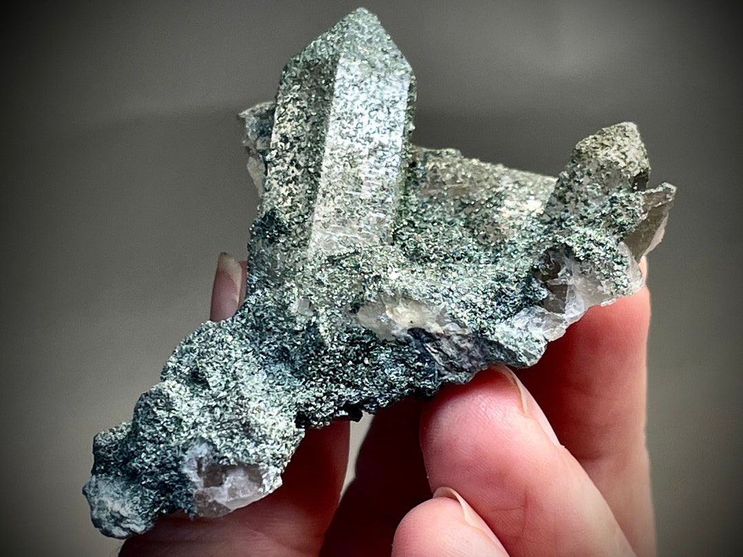 Rare AAA Swiss Quartz Crystal Cluster Covered in Sparkling Green ...