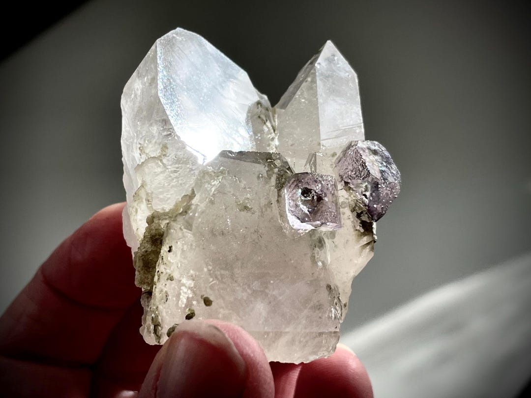 Quartz Crystal With Gemmy Purple Fluorite Crystal Barnacles From YGX ...