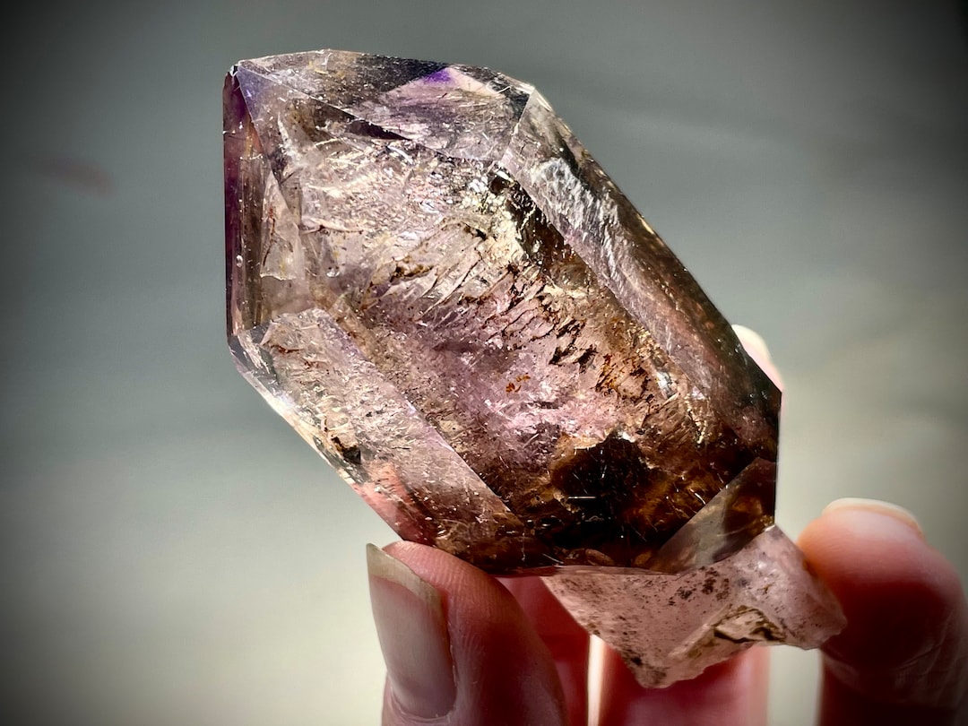AAA Grade Enhydro Shangaan Smoky Amethyst Crystal With Multiple Moving ...