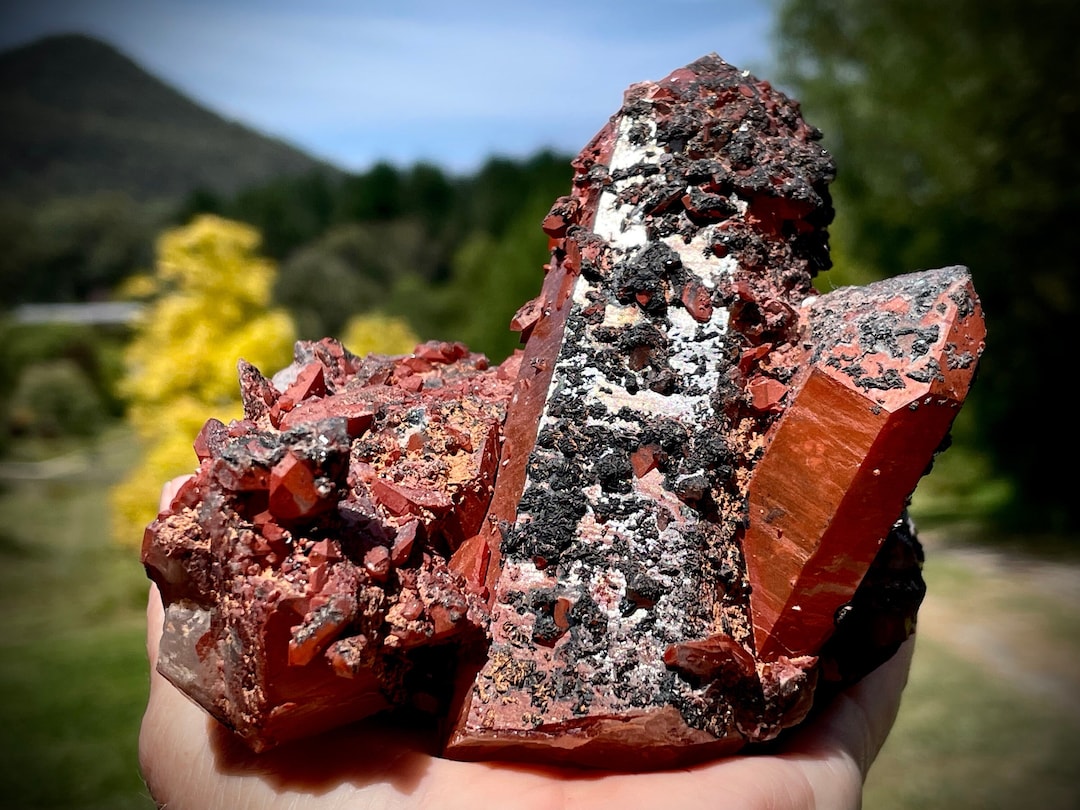 AAA Grade Red Dragon Hematoid Quartz Cluster With Sparkling Hematite ...