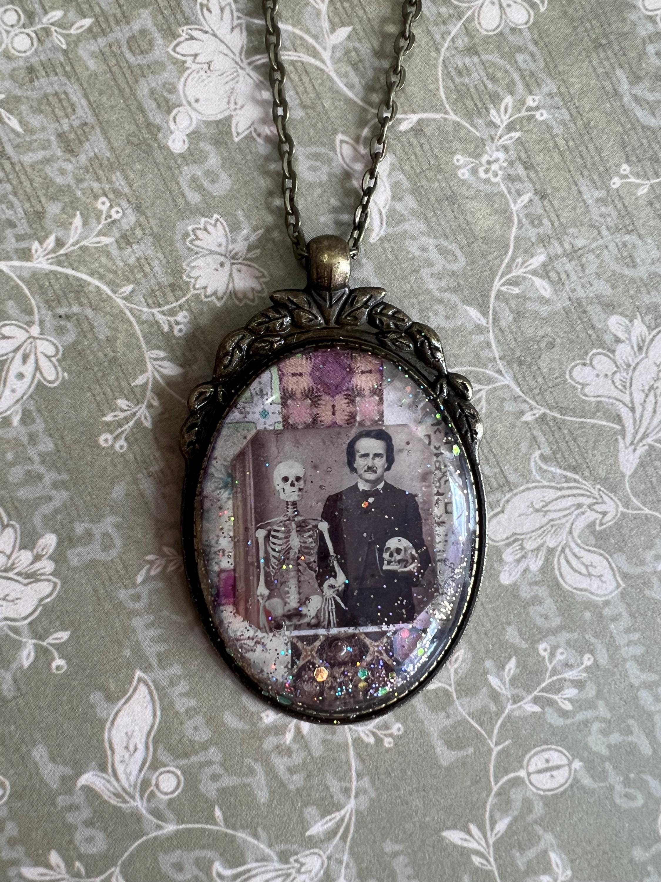 Edgar Allan Poe Potion & Skeleton Crew Necklace Poe Holding Skull - Etsy