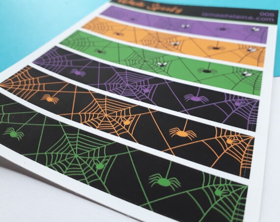 W006 scary creepy spiders Kiss cut Sticker sheet haunted Fake washi ...