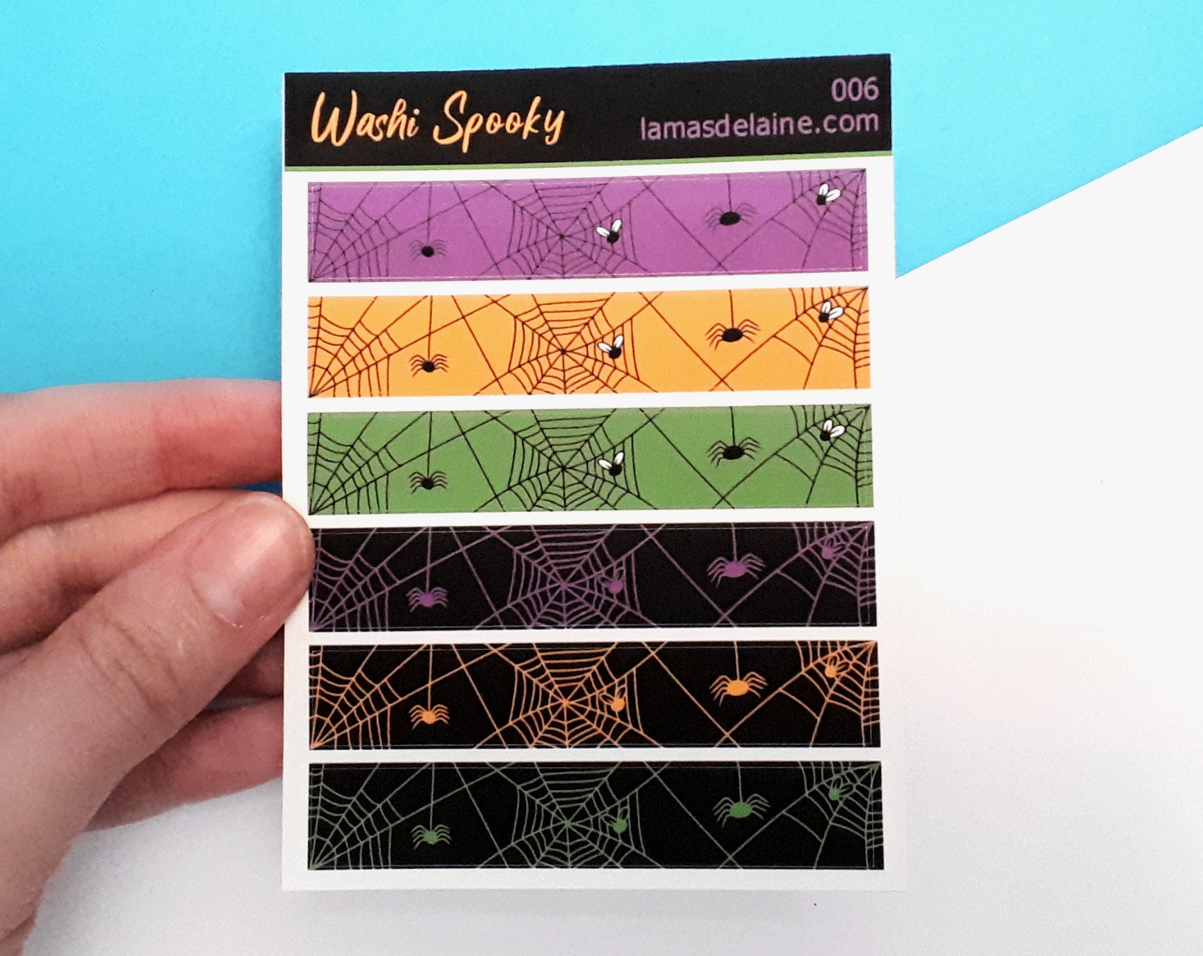 W006 scary creepy spiders Kiss cut Sticker sheet haunted Fake washi ...