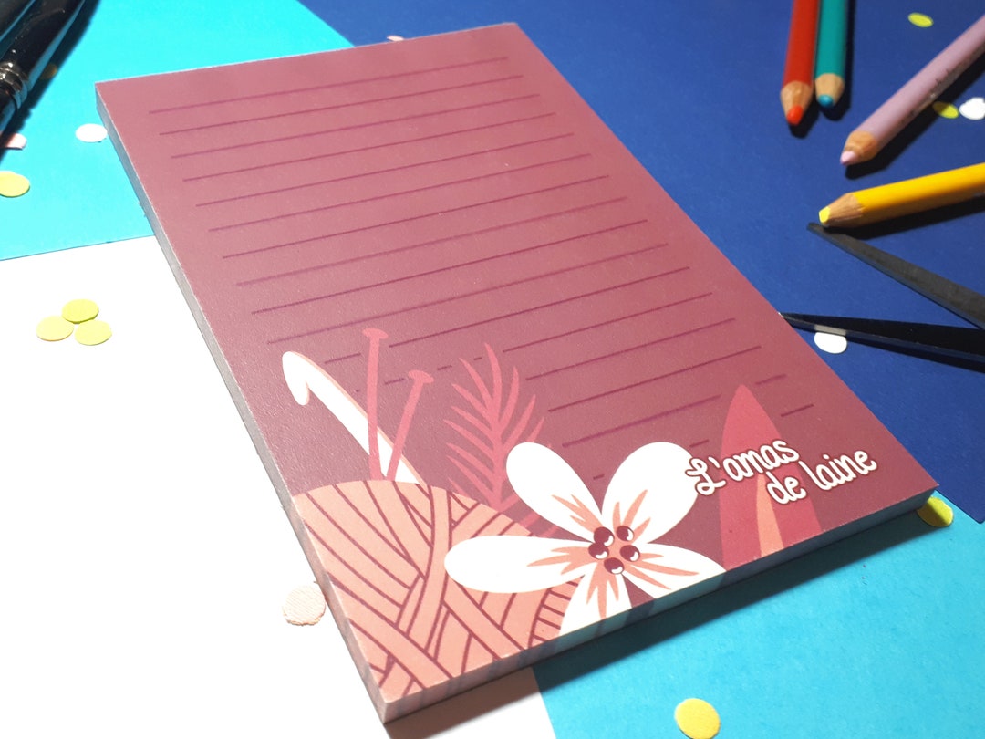 Floral Yarn Notepad Note Taking Memopad to Do List Notebook Memo ...
