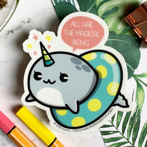 Cute Narwhal Sticker Narwhal Sticker Party Favors Narwhal | Etsy