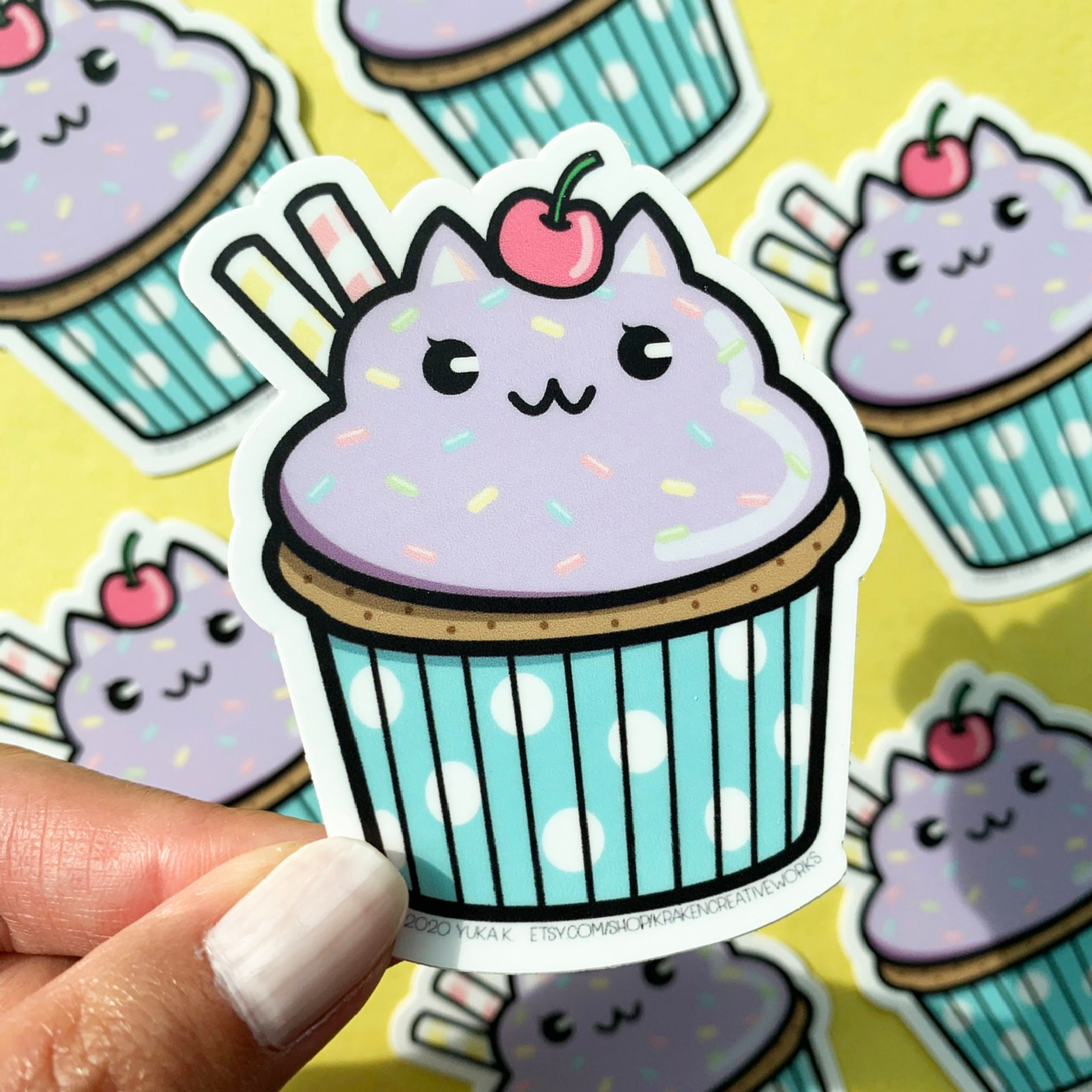 Waterproof Cupcake Vinyl Sticker Cupcake Gift Cat Cupcake | Etsy