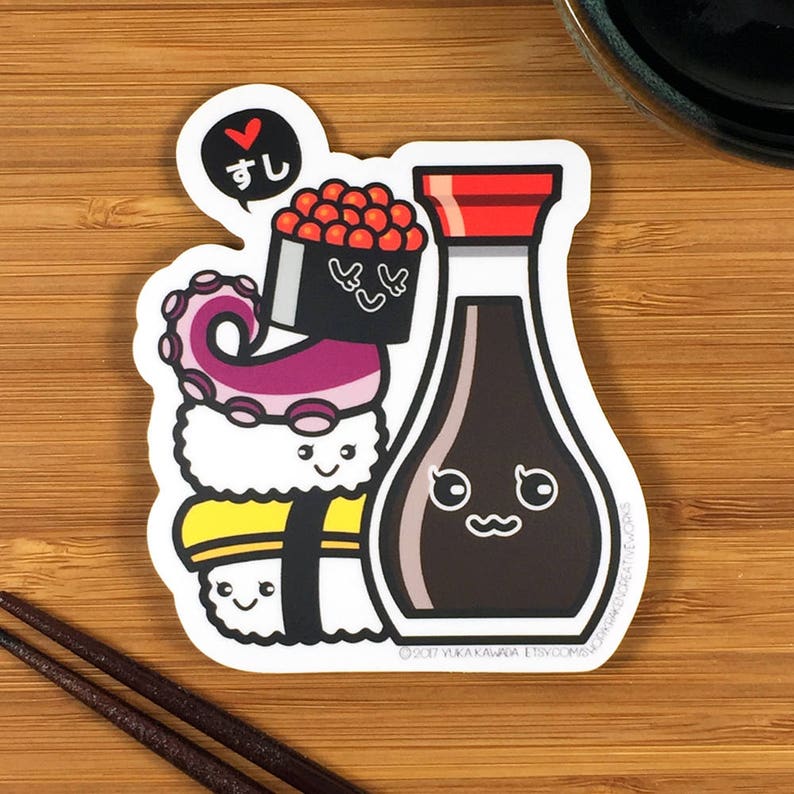 Waterproof Sushi Vinyl Sticker Sushi Laptop Sticker Sushi - Etsy India
