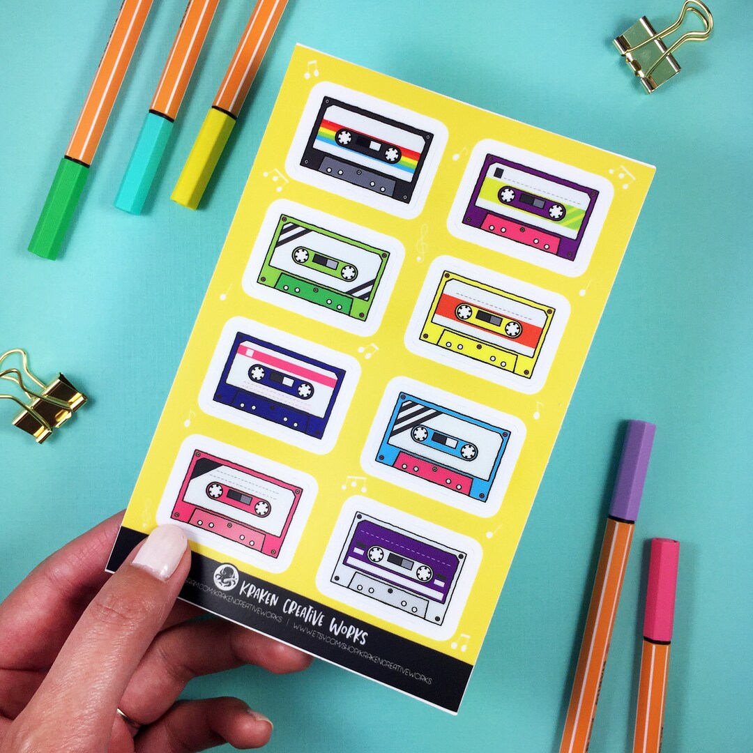 Waterproof Cassette Tape Sticker Sheet Cute Cassette Tape Sticker 90s ...