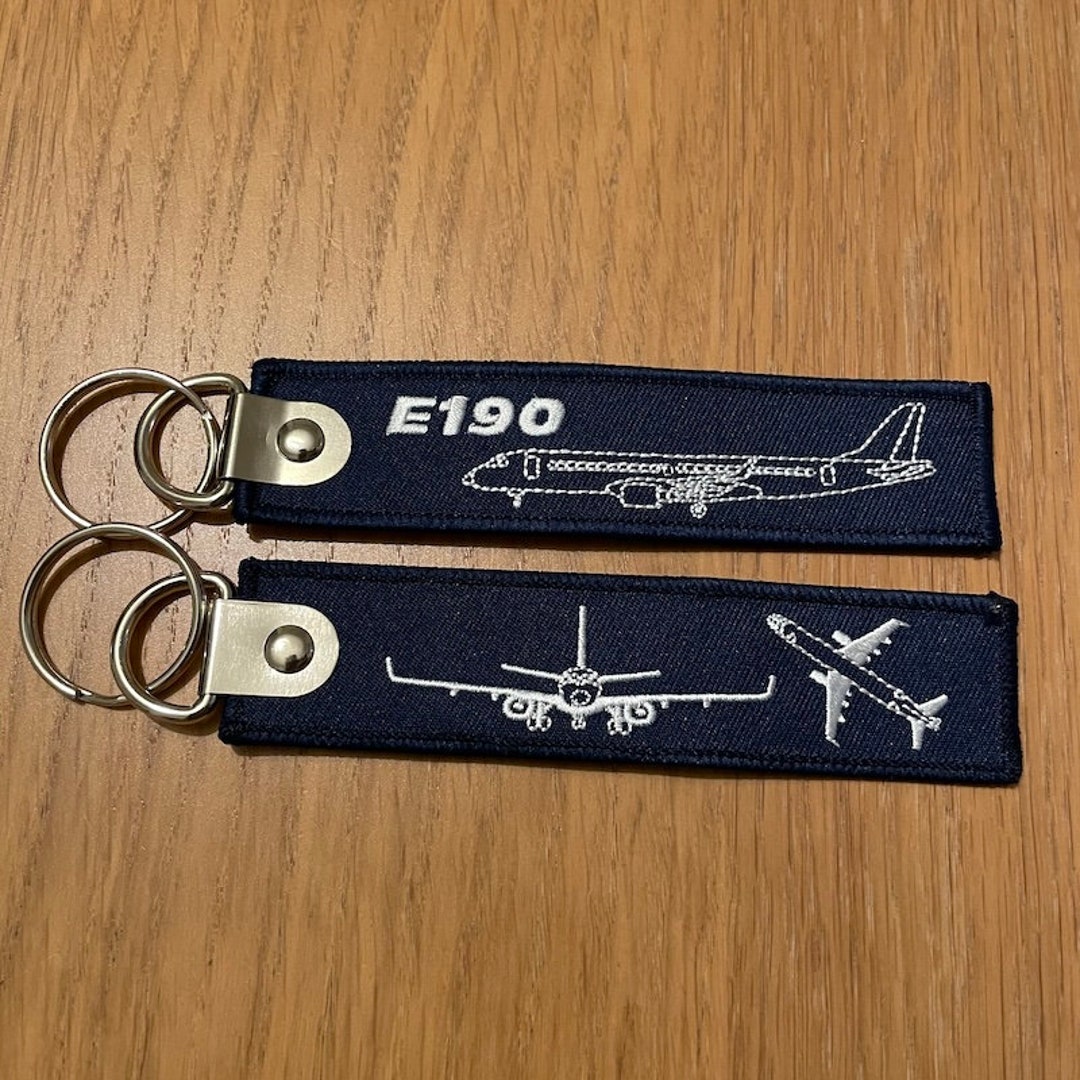 Embraer 190 Keychain – Commercial Airplane – Embroidered Fabric – Pilot ...
