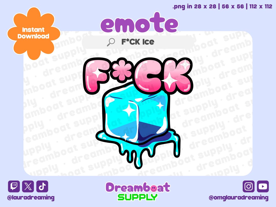 F*CK Ice Emote | Pink Kawaii Y2K Twitch Discord Emoji (digital Download ...