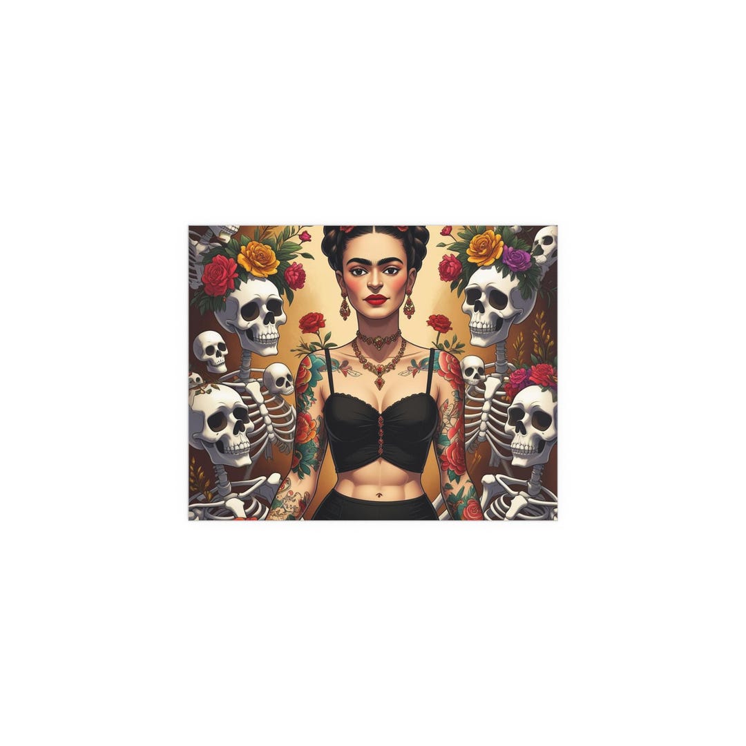 Los Angelez Made X Frida Kahlo Dia De Los Muertos Skeletons Silk Poster ...