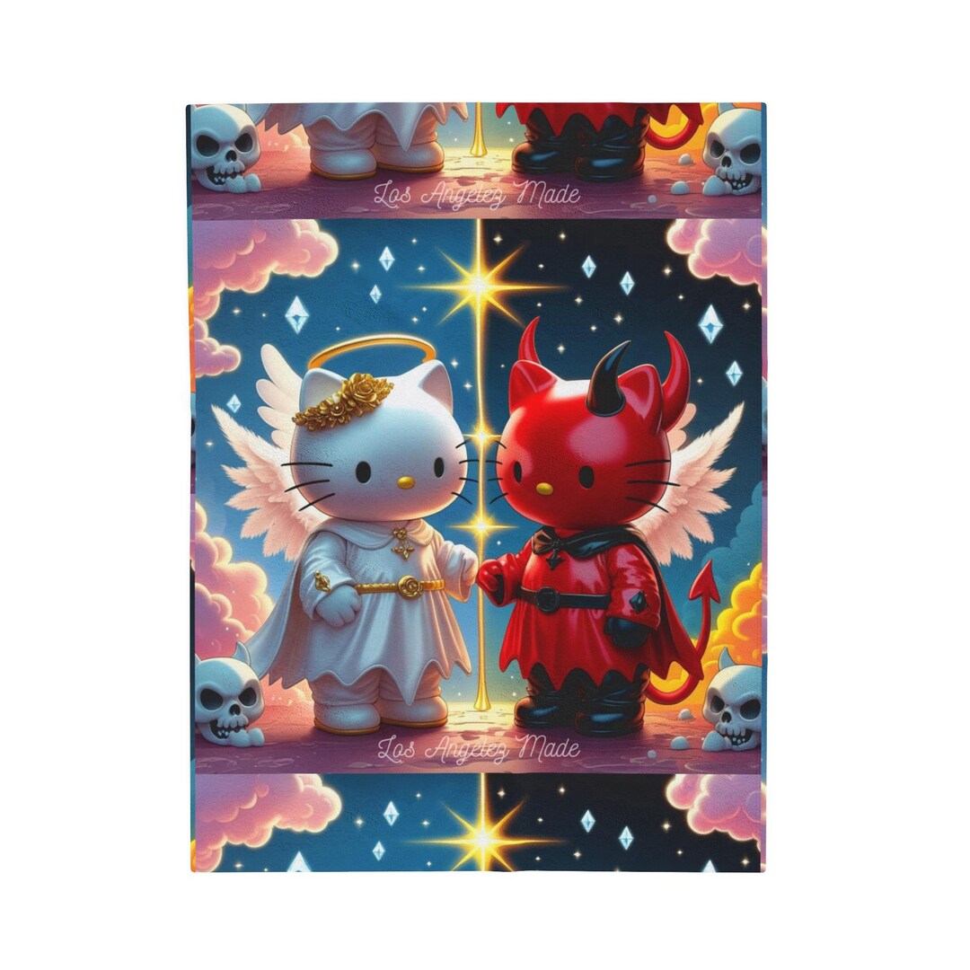 Los Angelez Made X Hello Kitty Angel Devil Velveteen Blanket, Cozy ...