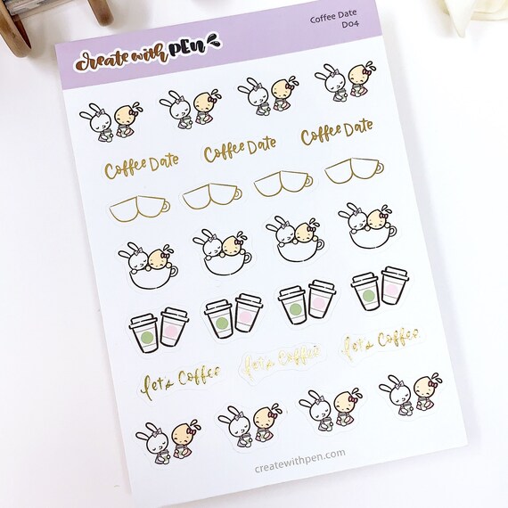 D04 Coffee Date Planner Stickers | Etsy