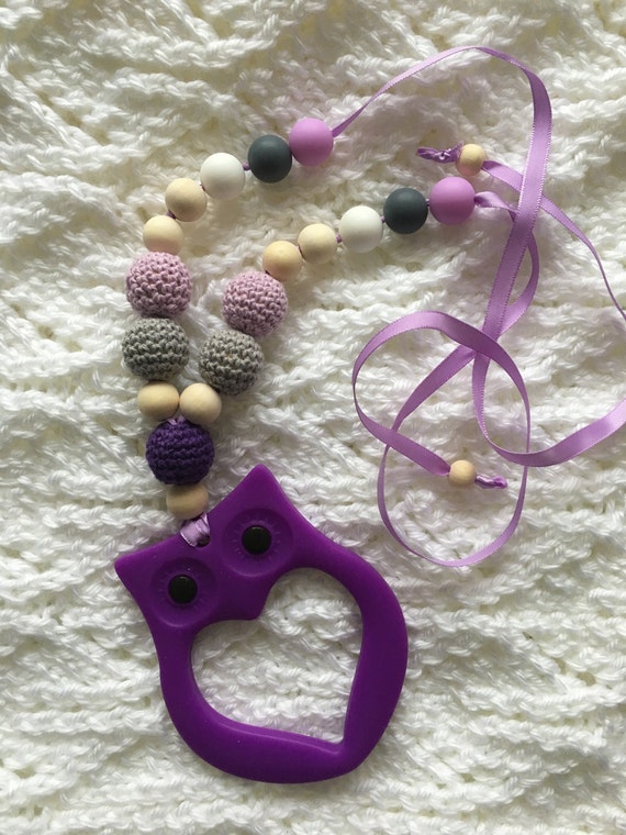 Silicone Owl Teether Necklace Montessori Toy teething Toy Sensory Baby Toy first Baby Toy Baby Shower Gift grandparents Gift Motorskills Etsy