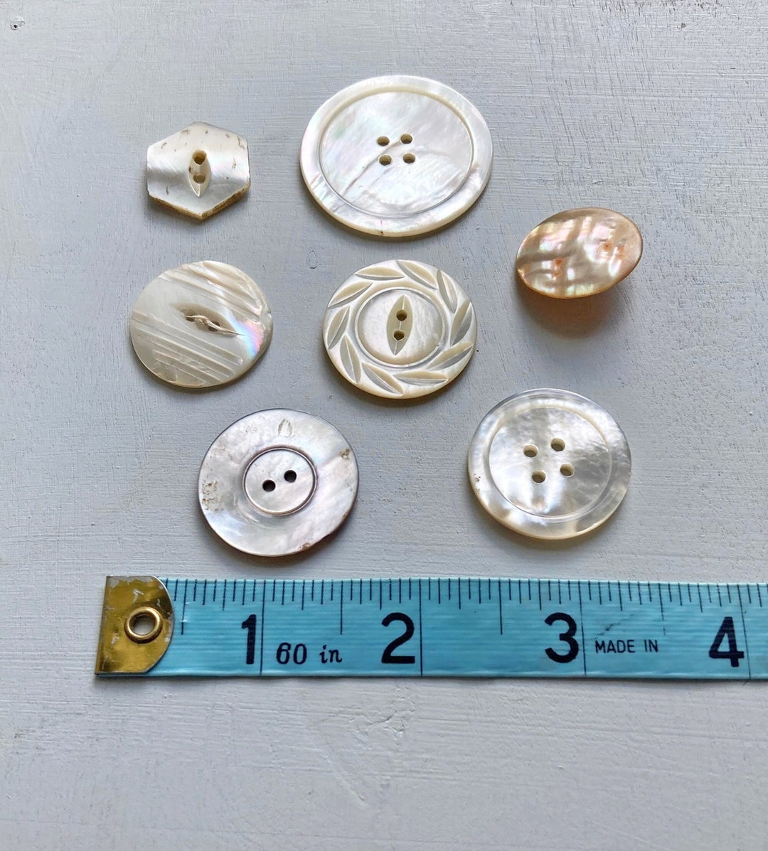 Antique Shell Buttons, Mother of Pearl, Vintage Shell Buttons, Pearly ...