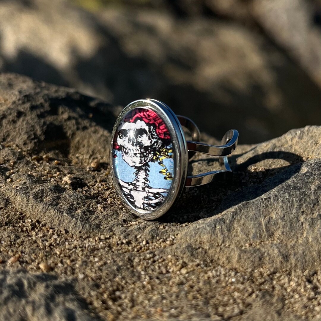 Grateful Dead Bertha Skull and Roses Ring | Handmade Image Ring ...